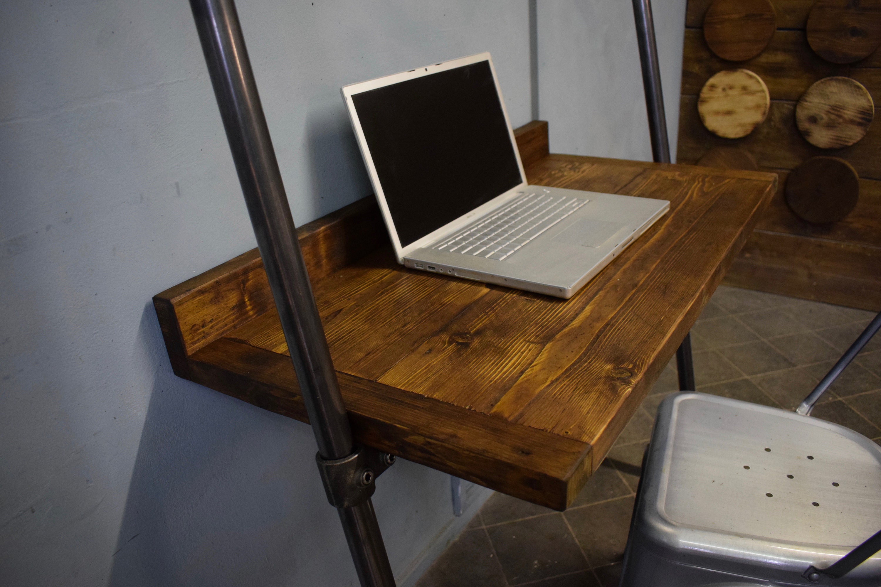 Raw Steel Lean-to Desk/ladder Desk, Industrial Style, Reclaimed ...