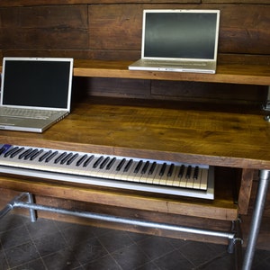 Industrial Style Music Studio Desk With Extending Keyboard Shelf, and ...