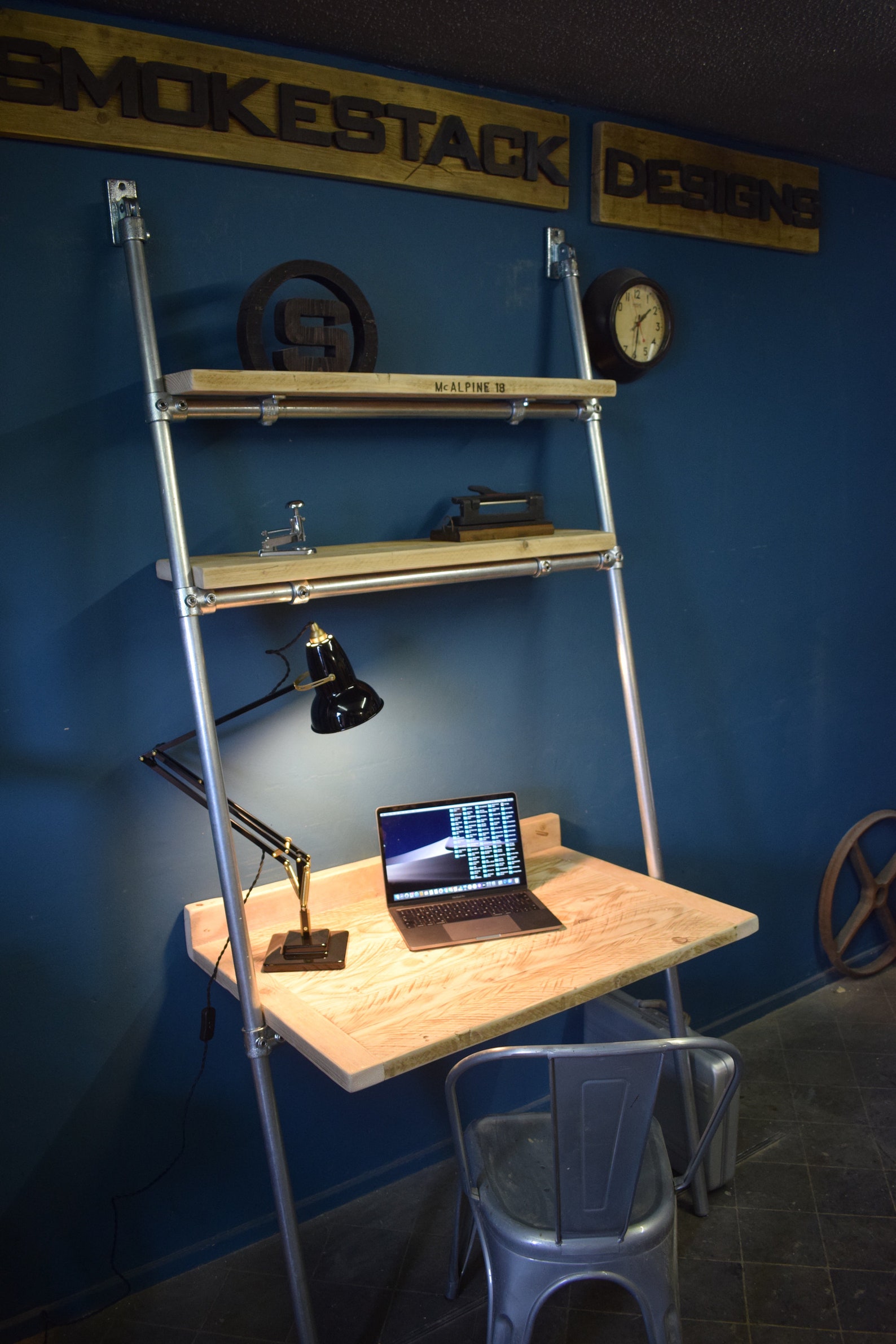 Lean-to Desk/ladder Desk, Industrial Style, Reclaimed Scaffold Board ...