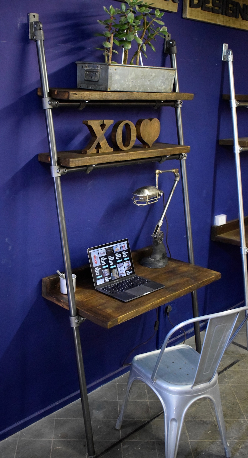 Raw Steel Lean-to Desk/ladder Desk, Industrial Style, Reclaimed ...