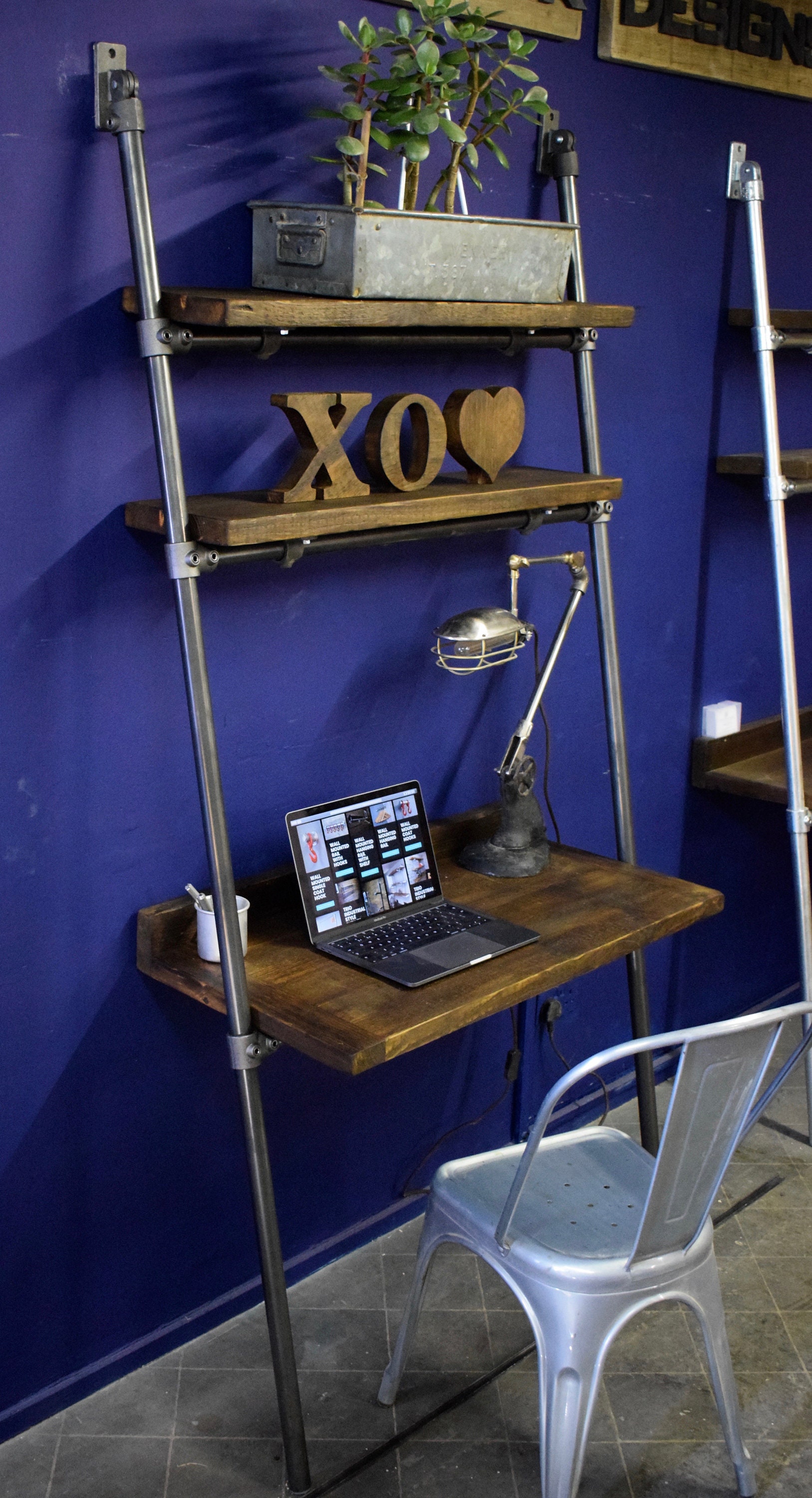 Raw Steel Lean-to Desk/ladder Desk, Industrial Style, Reclaimed ...