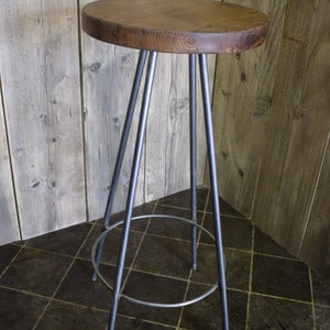 Industrial Style Bar/kitchen Stool, Reclaimed Scaffold Board With ...
