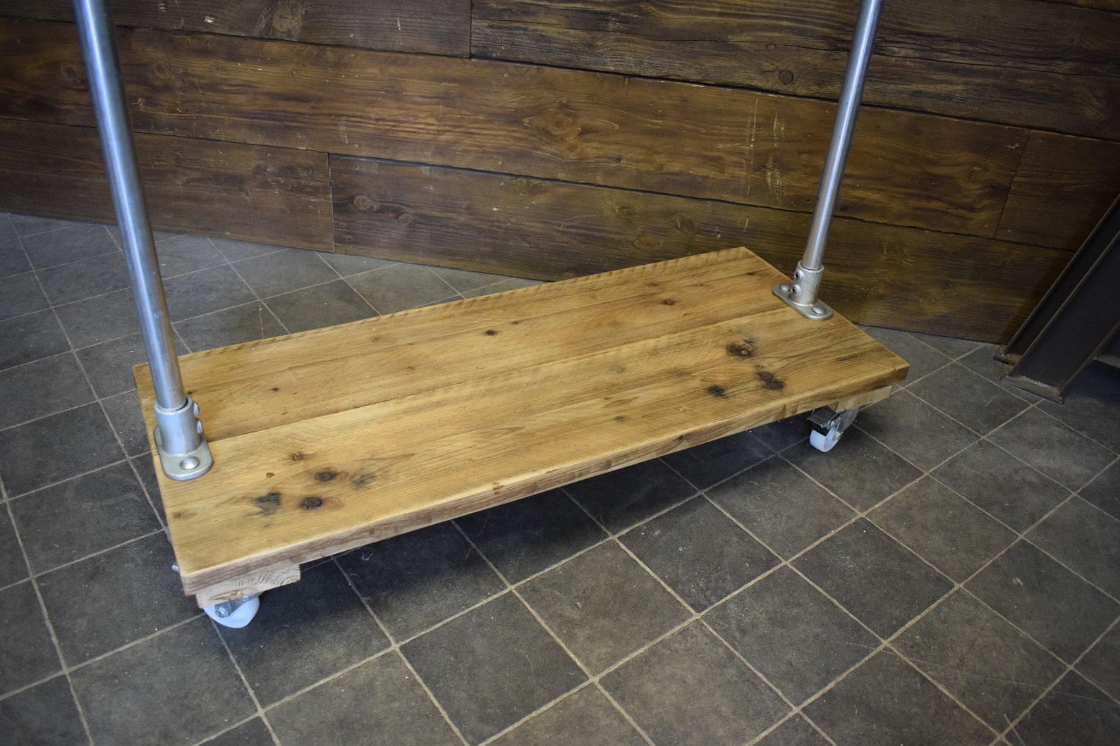 Industrial Style Hanging Rail on Castors with Shelf above | Etsy