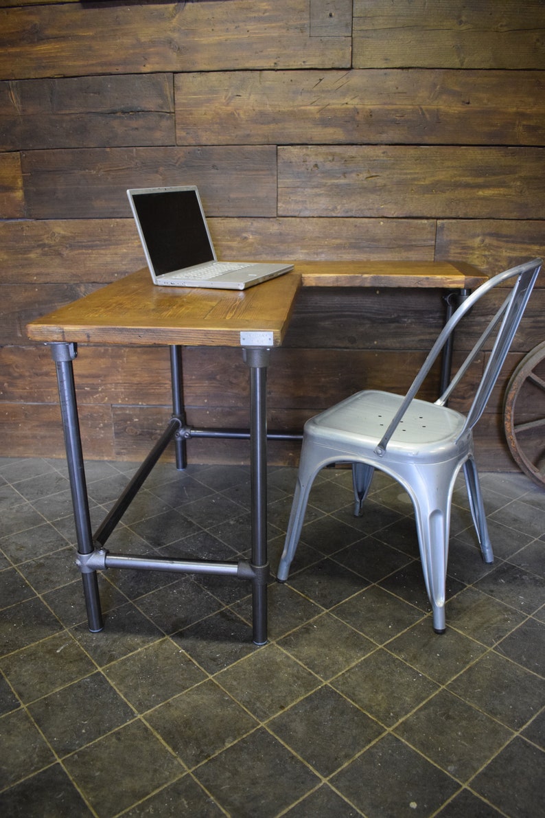 Space Saving Shallow Industrial Corner Desk, Reclaimed Scaffold Board ...