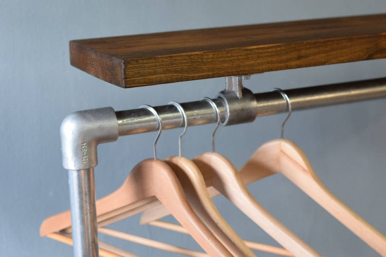 Industrial Style Hanging Rail With Shelf - Etsy UK