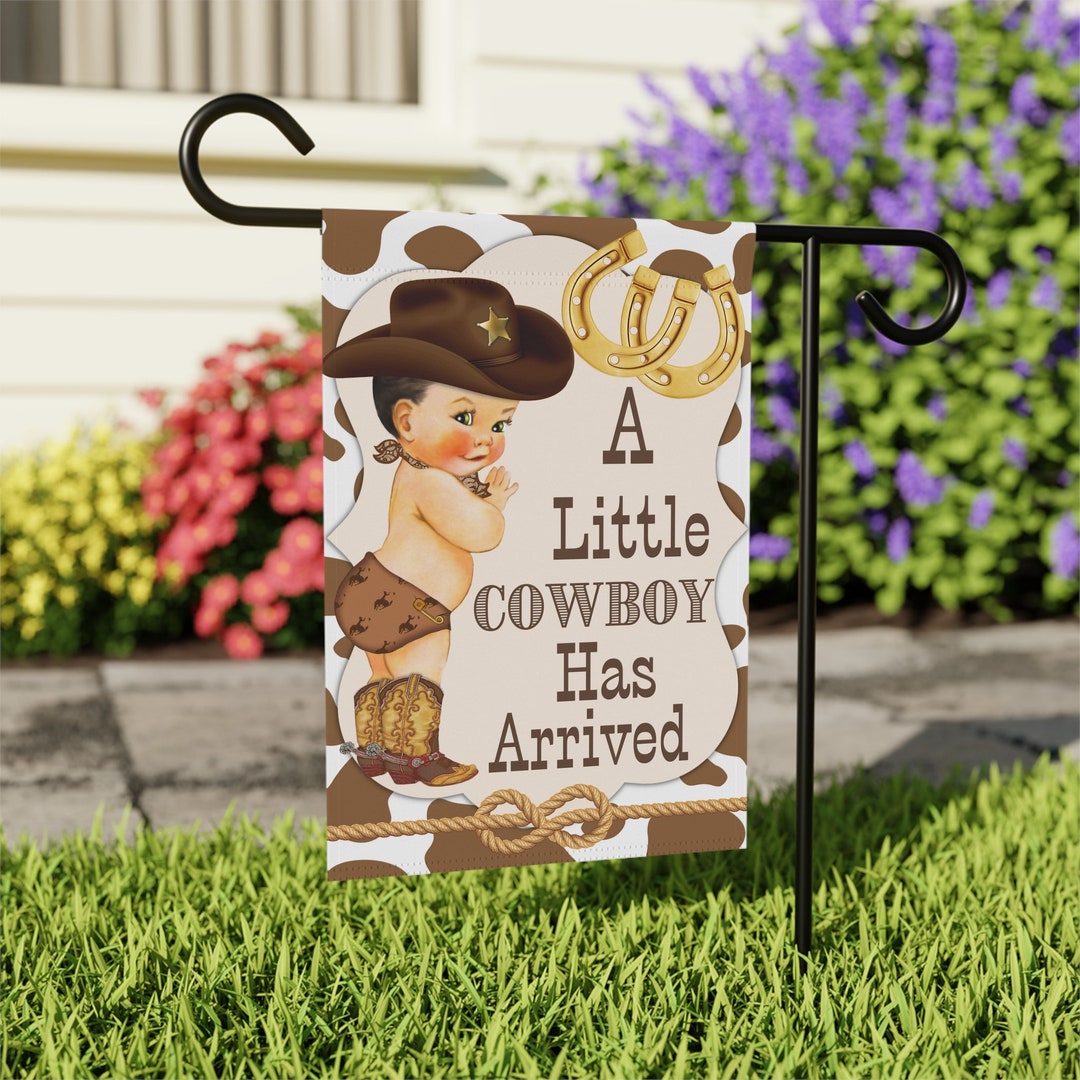 A Little Cowboy Has Arrived | Baby Arrival Flag | Baby Announcement ...