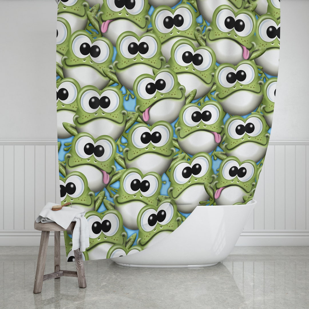 Cute Kids Frog 74”H X 71”W Shower Curtain|frog Bathroom Decor|childrens ...
