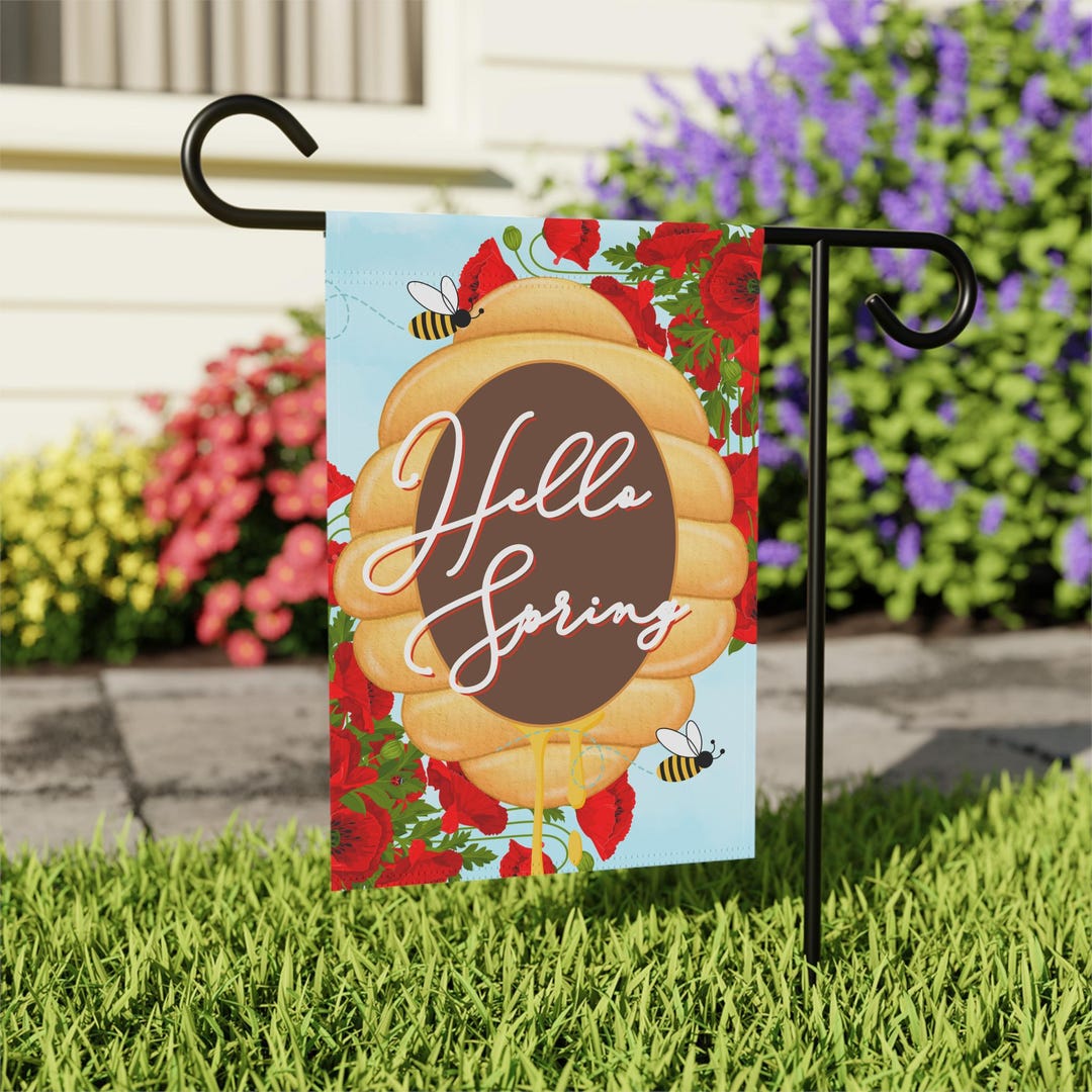 Hanging Banner, Spring Beehive & Roses Home Decoration, Hello Spring ...