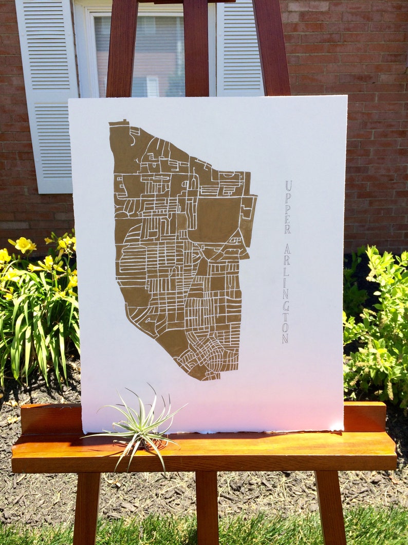 Upper Arlington-Columbus Ohio-Hand Painted Map Print | Etsy