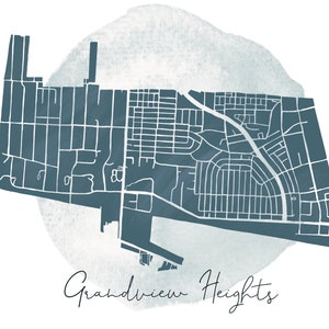 Grandview Heights-columbus, Ohio-hand Painted Map Print - Etsy