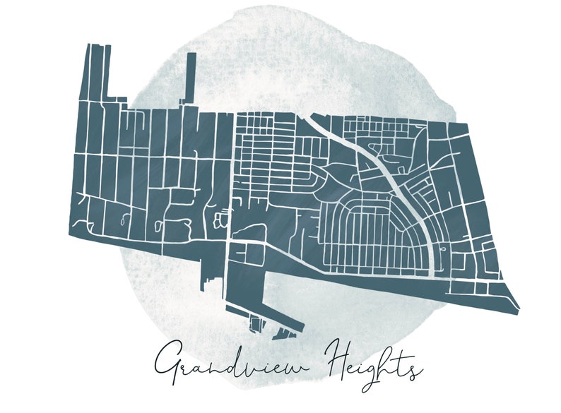 Grandview Heights-columbus, Ohio-hand Painted Map Print - Etsy