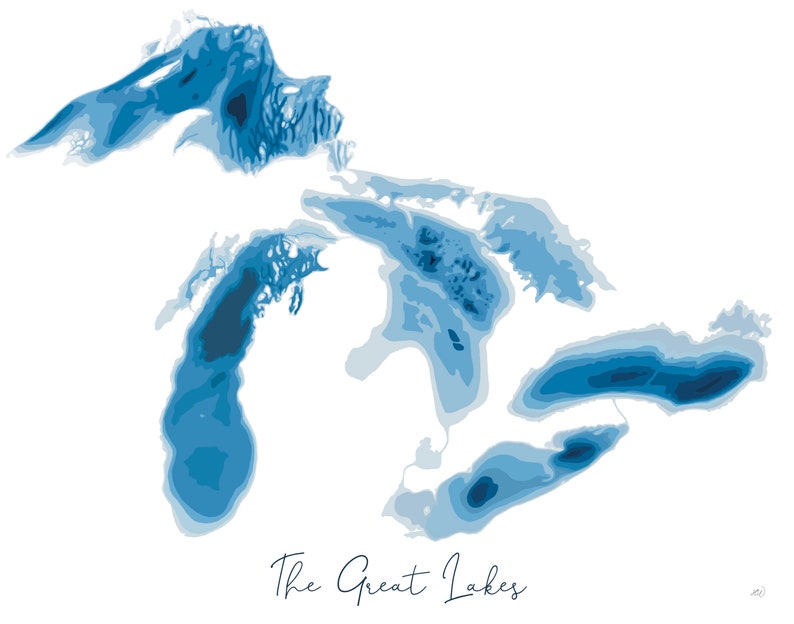 The Great Lakes Depth Map - Etsy