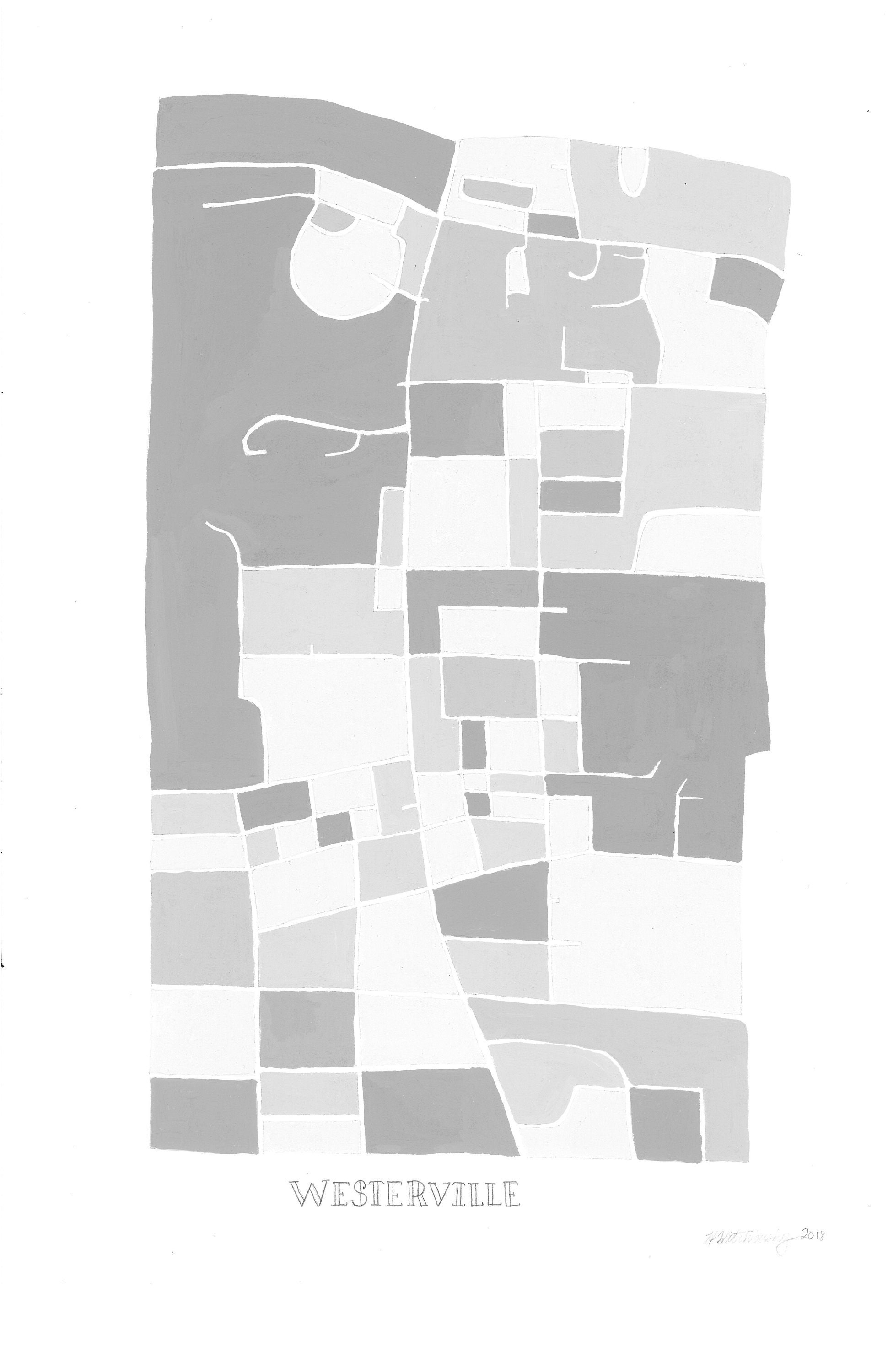Westerville-Columbus, Ohio-Neighborhood Map Print