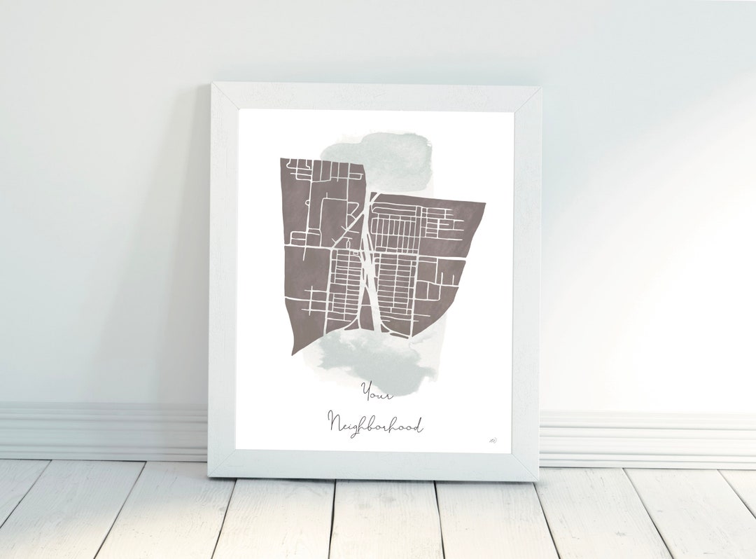 Custom Neighborhood Map-your Neighborhood-personalized - Etsy