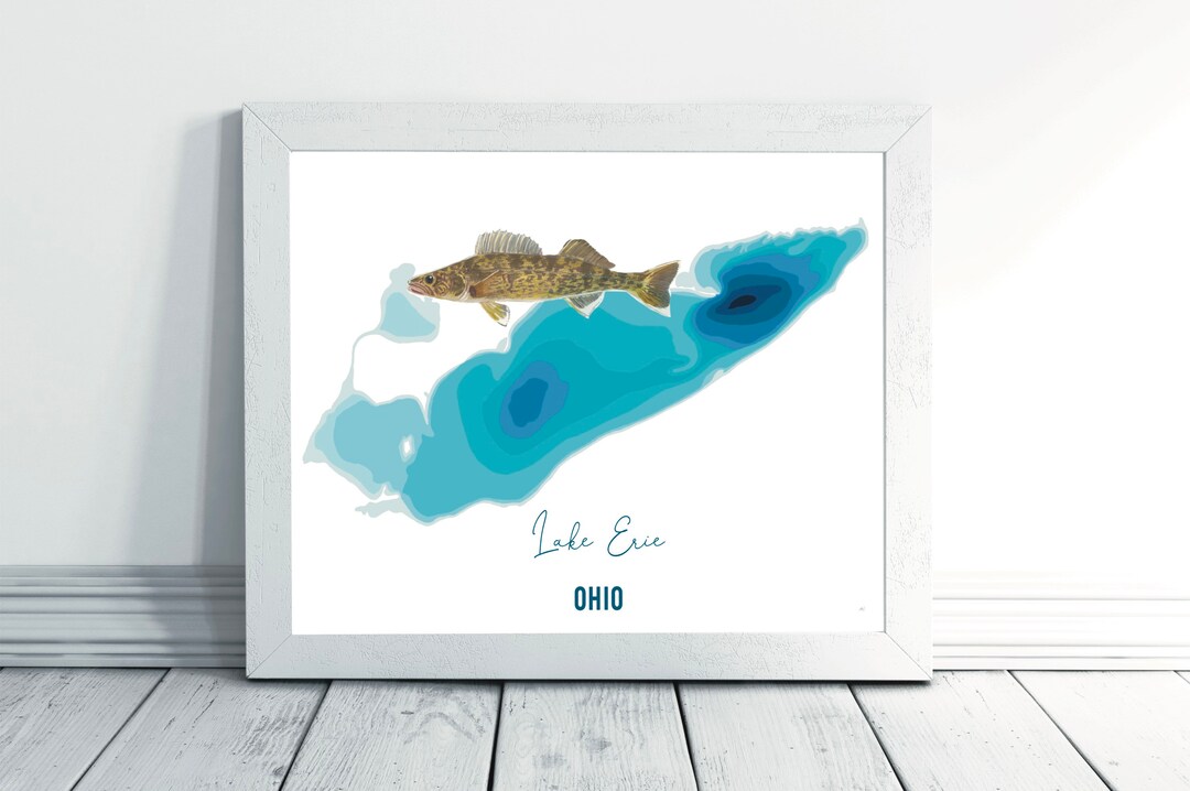 Lake Erie, Ohio-depth Map-walleye - Etsy