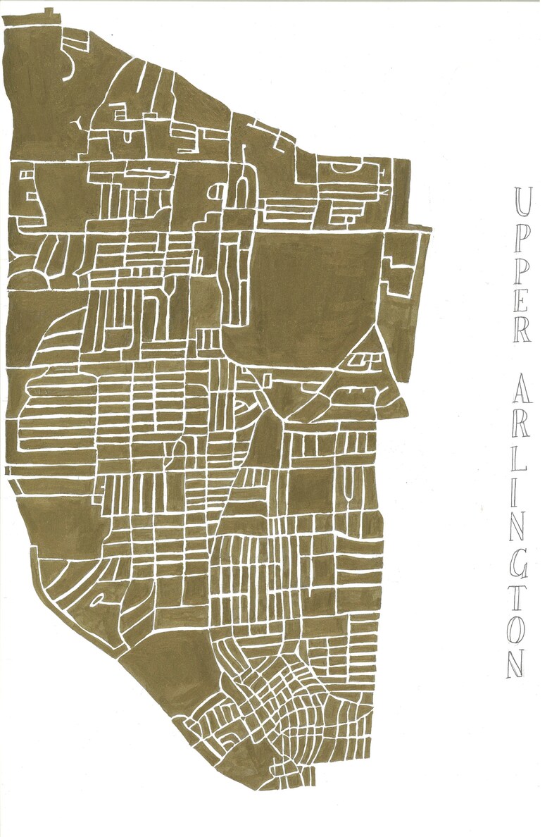 Upper Arlington-Columbus Ohio-Hand Painted Map Print | Etsy