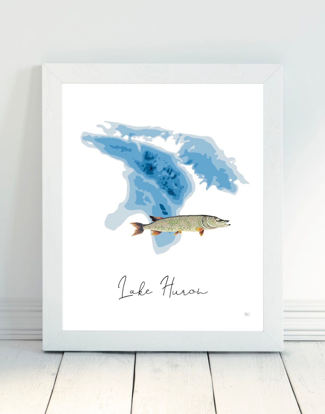 Lake Huron Map-northern Pike - Etsy