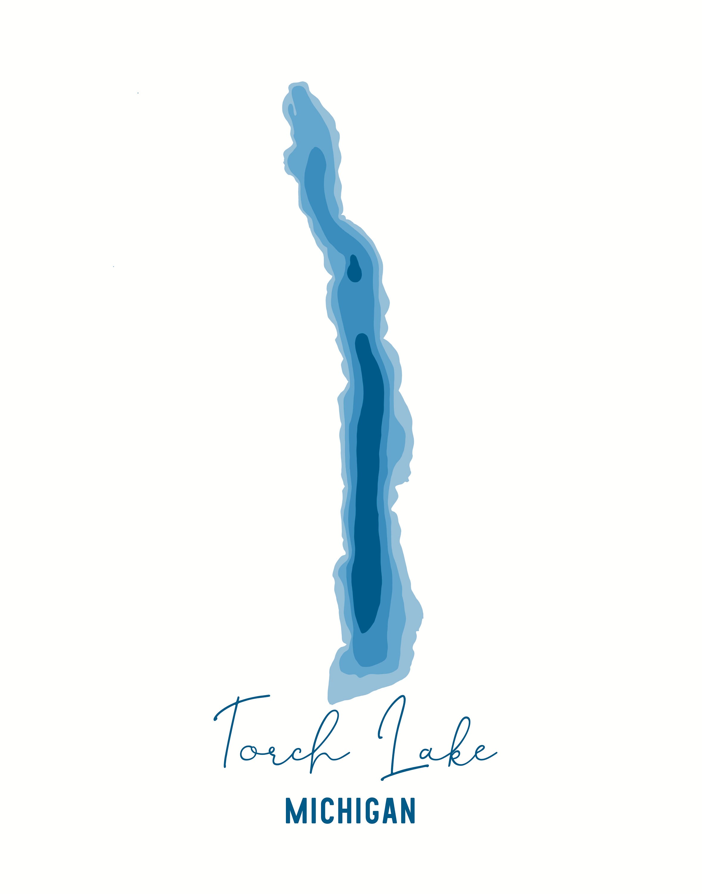 Torch Lake Depth Map - Etsy