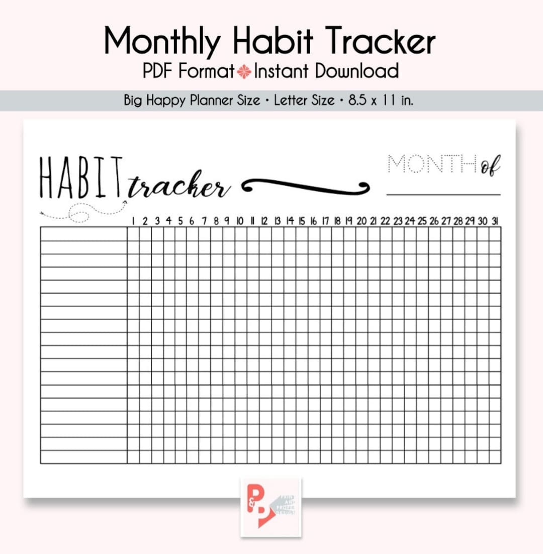 HABIT TRACKER Big Happy Planner Printable Insert, Create 365, Happy ...
