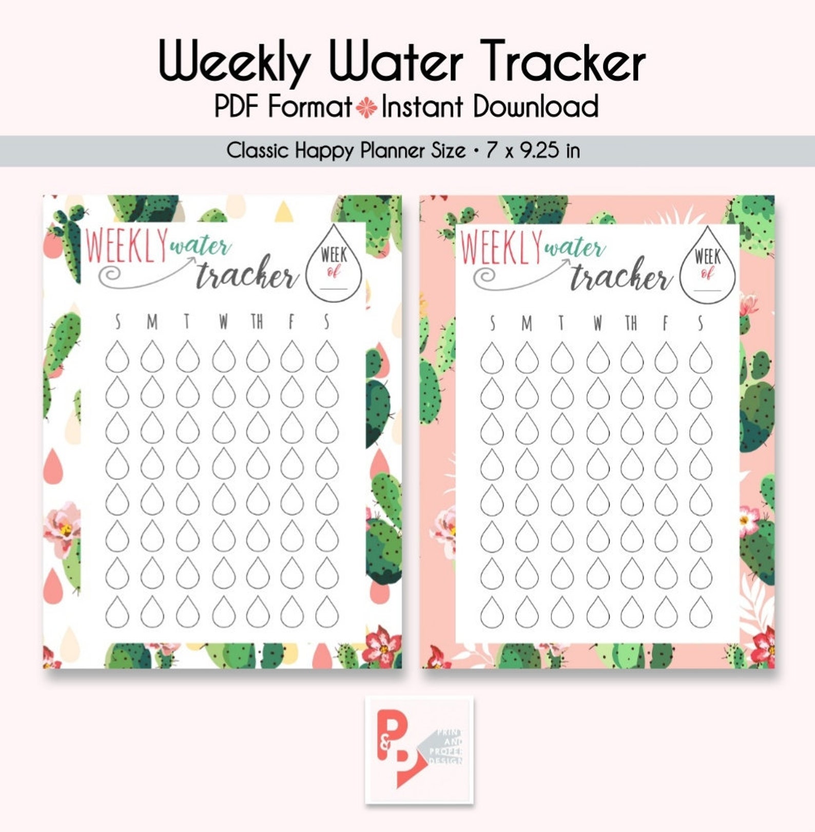 WEEKLY WATER TRACKER Happy Planner Printable Inserts, Create 365, Happy ...