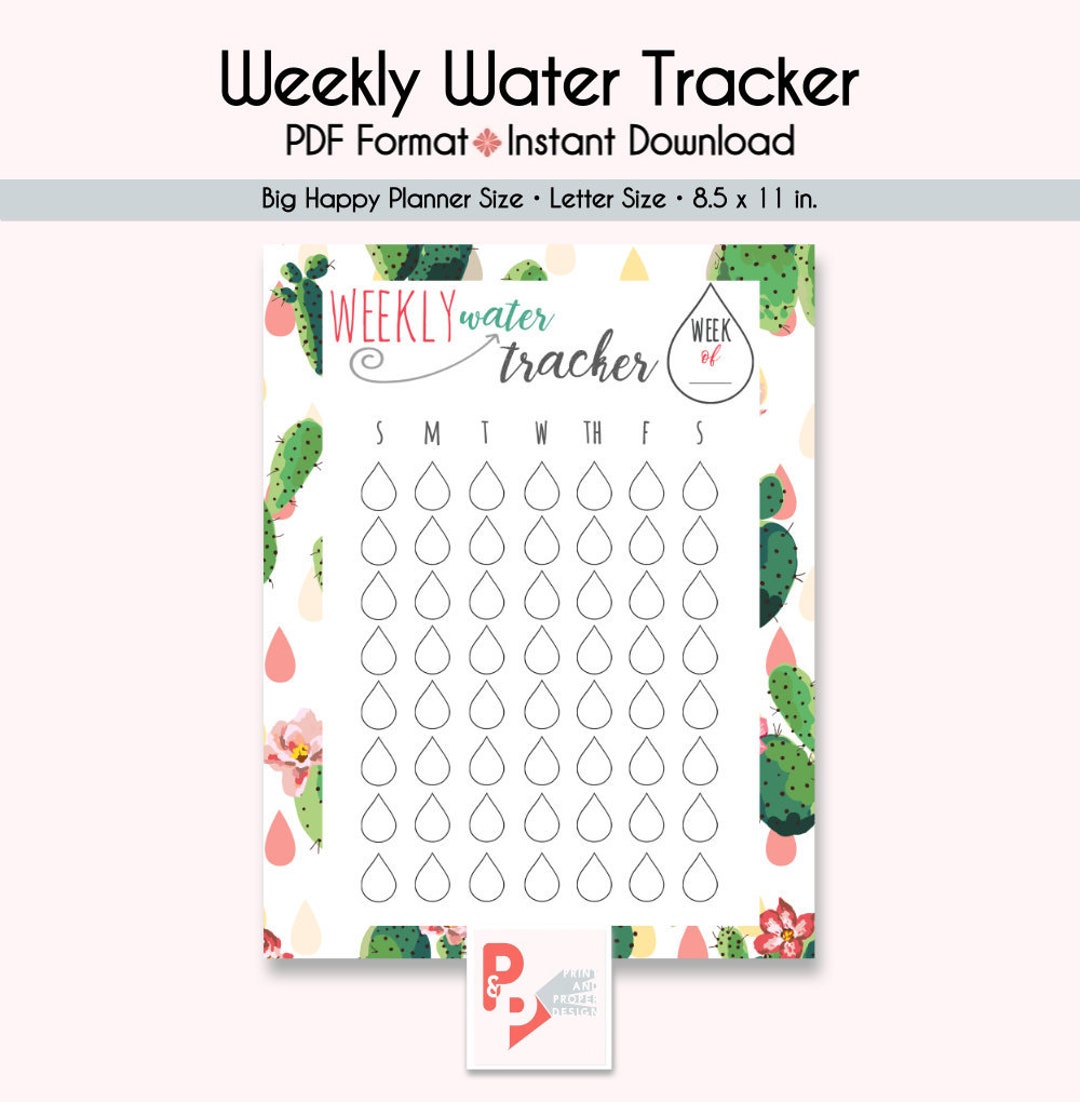 WEEKLY WATER TRACKER Big Happy Planner Printable Insert, Create 365 ...