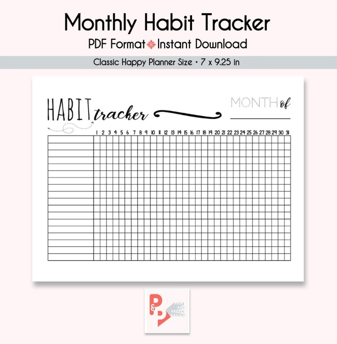 HABIT TRACKER Happy Planner Printable Insert Create 365 - Etsy