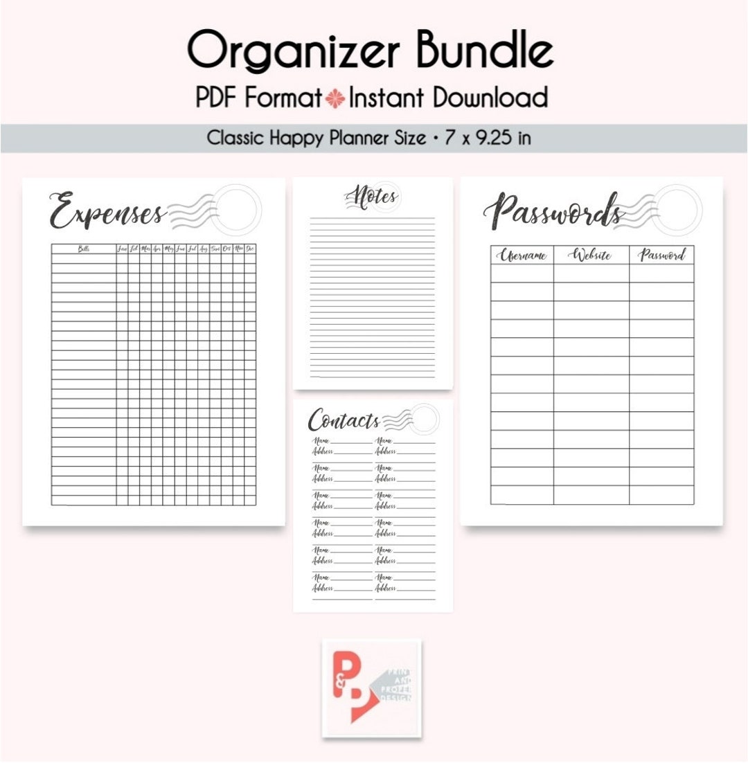 ORGANIZER BUNDLE Happy Planner Printable Inserts, Create 365, Happy ...