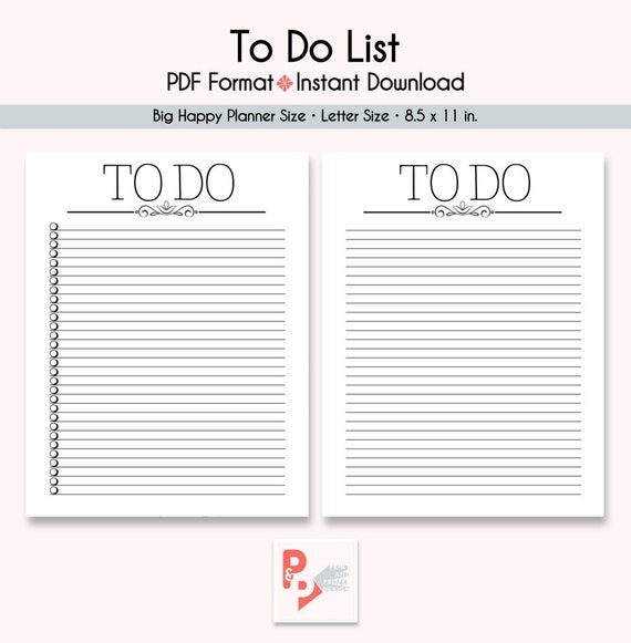 TO DO List Big Happy Planner Printable Inserts Create 365 | Etsy