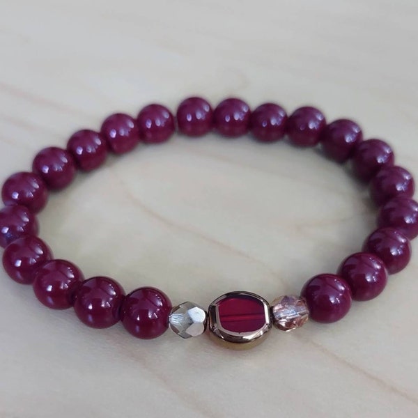 Burgundy Bracelet - Etsy