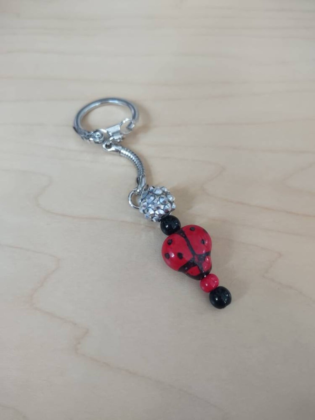 Cute Little Red and Black Ladybug Keychain. Dangling Long Ladybug ...