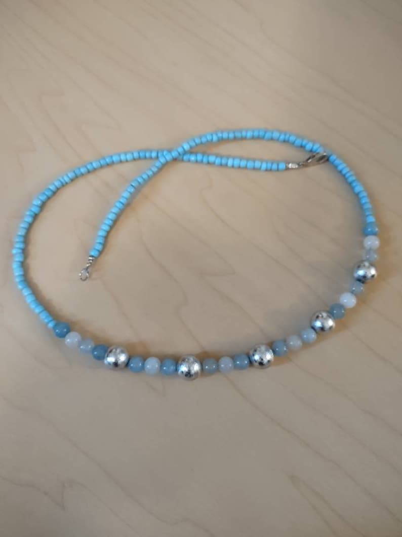 Light Blue Bead Necklace 18 Inches. - Etsy