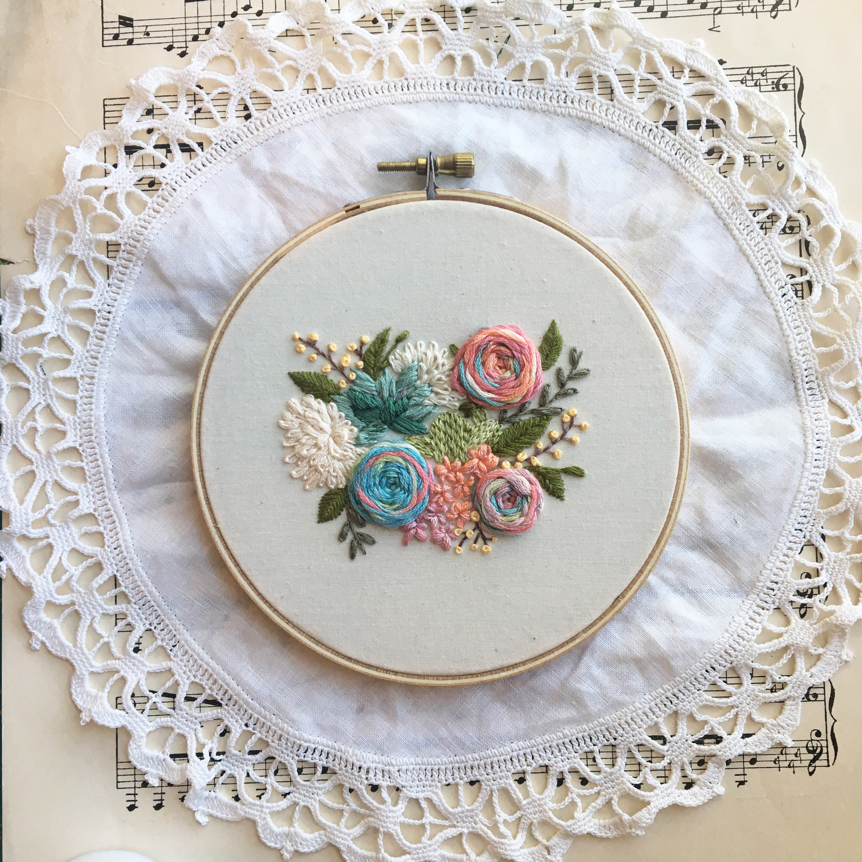 Hand Embroidered Roses Succulents & Flowers in 5 Hoop - Etsy Canada