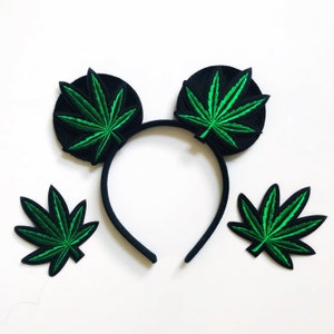 Hemp Leaf Stoner Mickey Mouse Party Ears, Cannabis Weed Marijuana ...