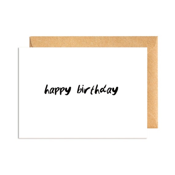 Birthday Greeting Card Happy Birthday Simple Typographic | Etsy