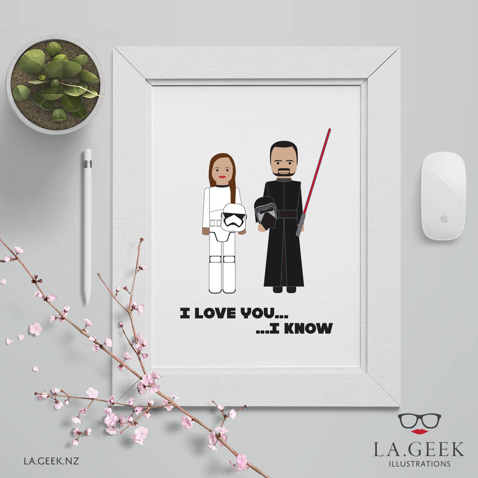 Custom Couple Illustration Portrait Poster Star Wars Theme - Etsy