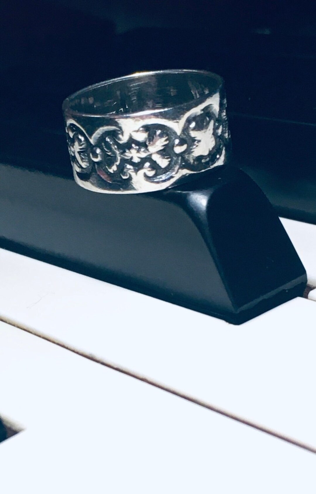 1960's Ed Levin Florentine Style Sterling Silver Cigar Band Ring Signed ...