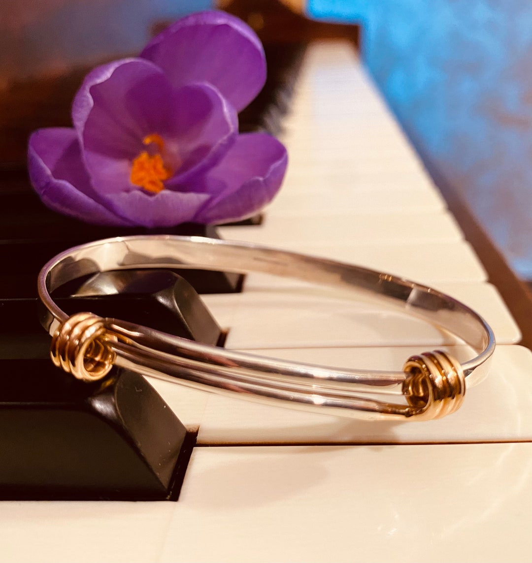 Vintage 1990's Ed LEVIN 14k Gold Sterling Silver Signature Bracelet ...