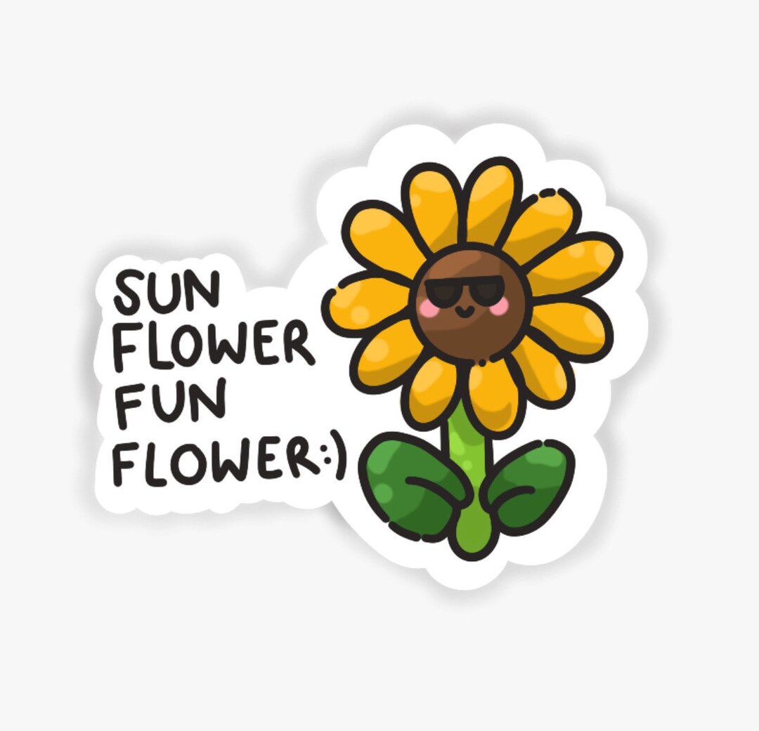 Sunflower Fun Flower Sticker - Etsy