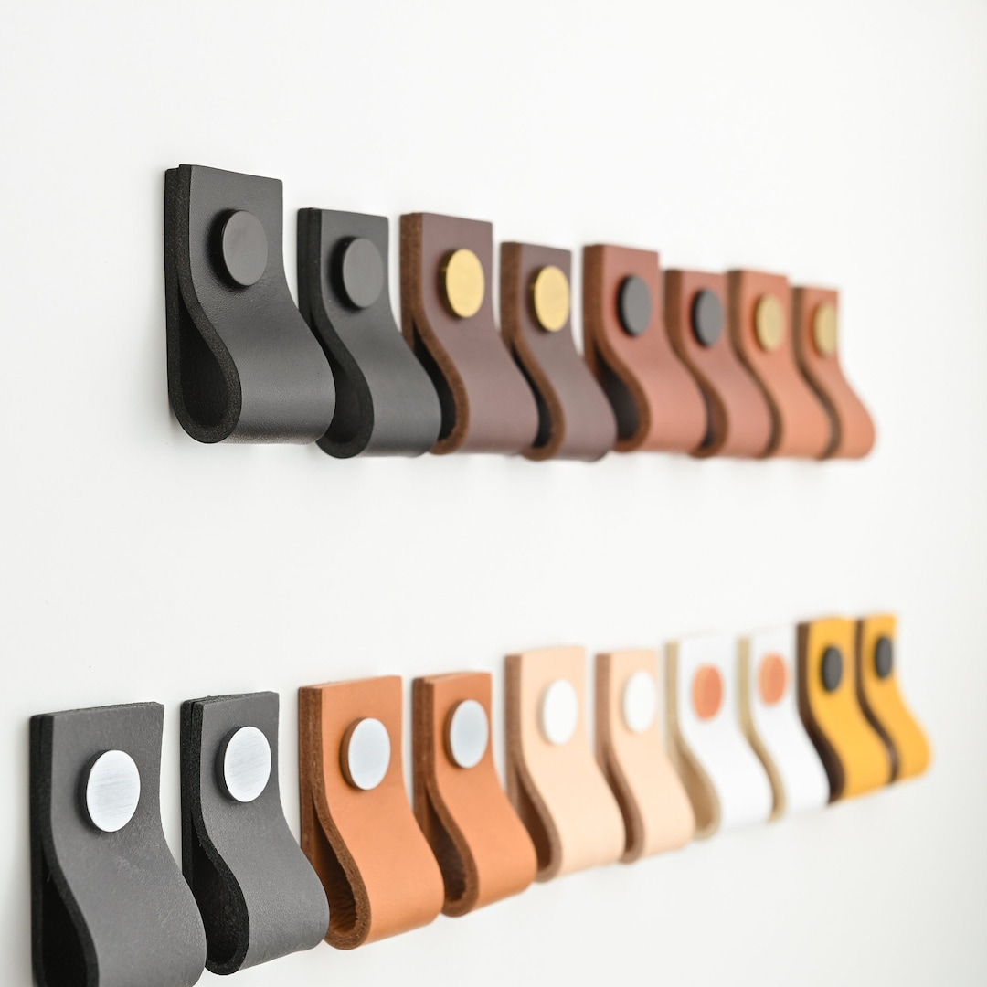 MINI Leather Drawer Pulls / Leather Pulls / Dresser Handles - Etsy