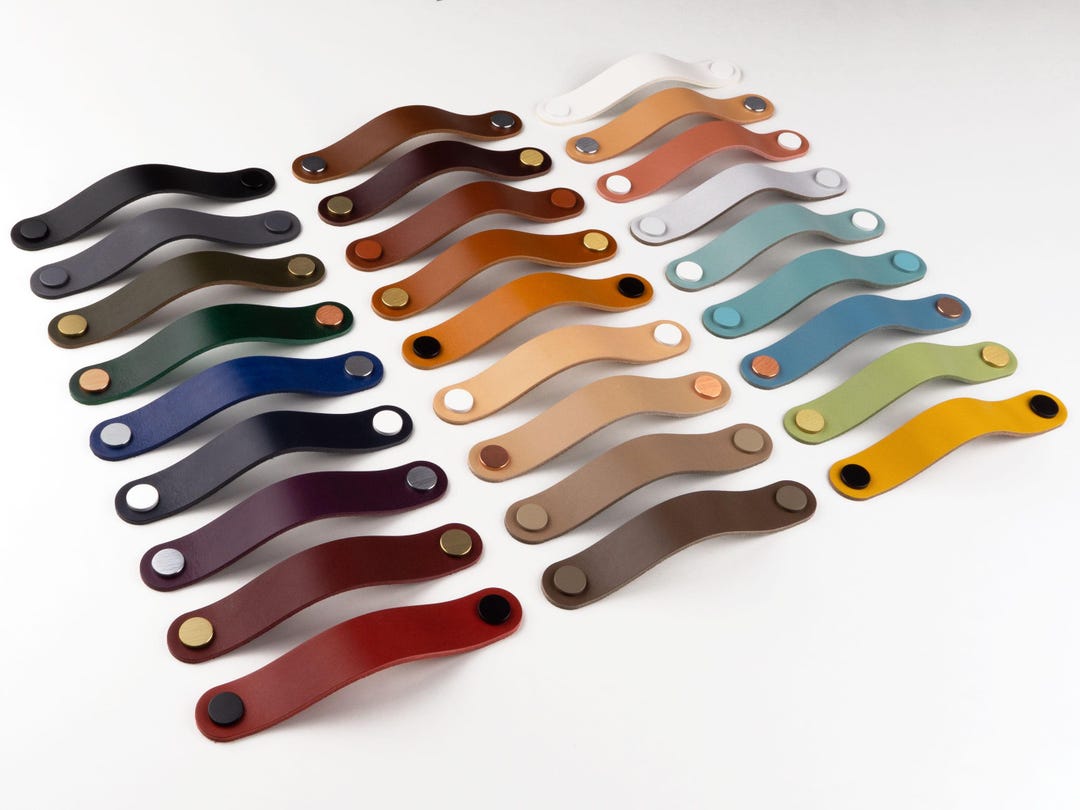 Leather Drawer Pull, Furniture Door Handle in 27 Colors, Made in ...