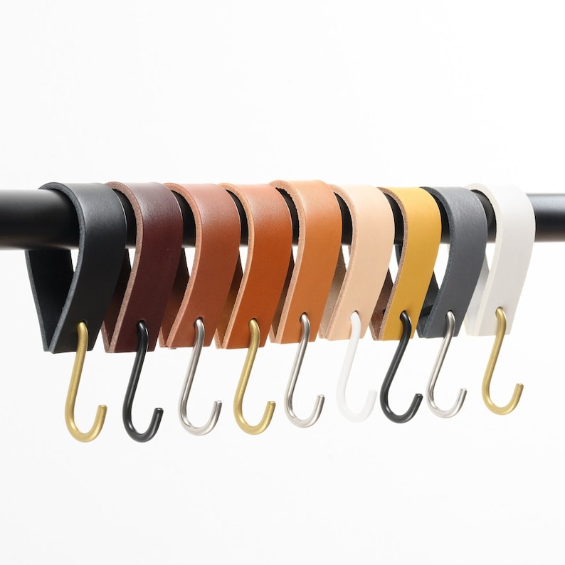 Leather S Hook for Rods, Bars, Rails, Coat Hook, Clothes, Jeans Hanger ...