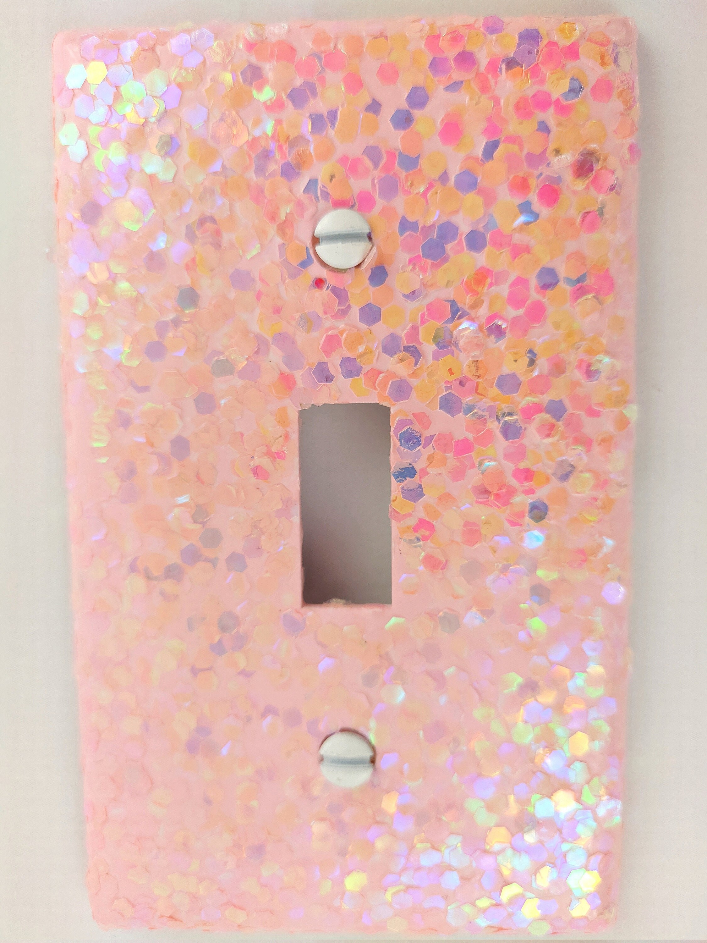 Pink Wall Plates With Jumbo Iridescent Opal Glitter Bling | Etsy