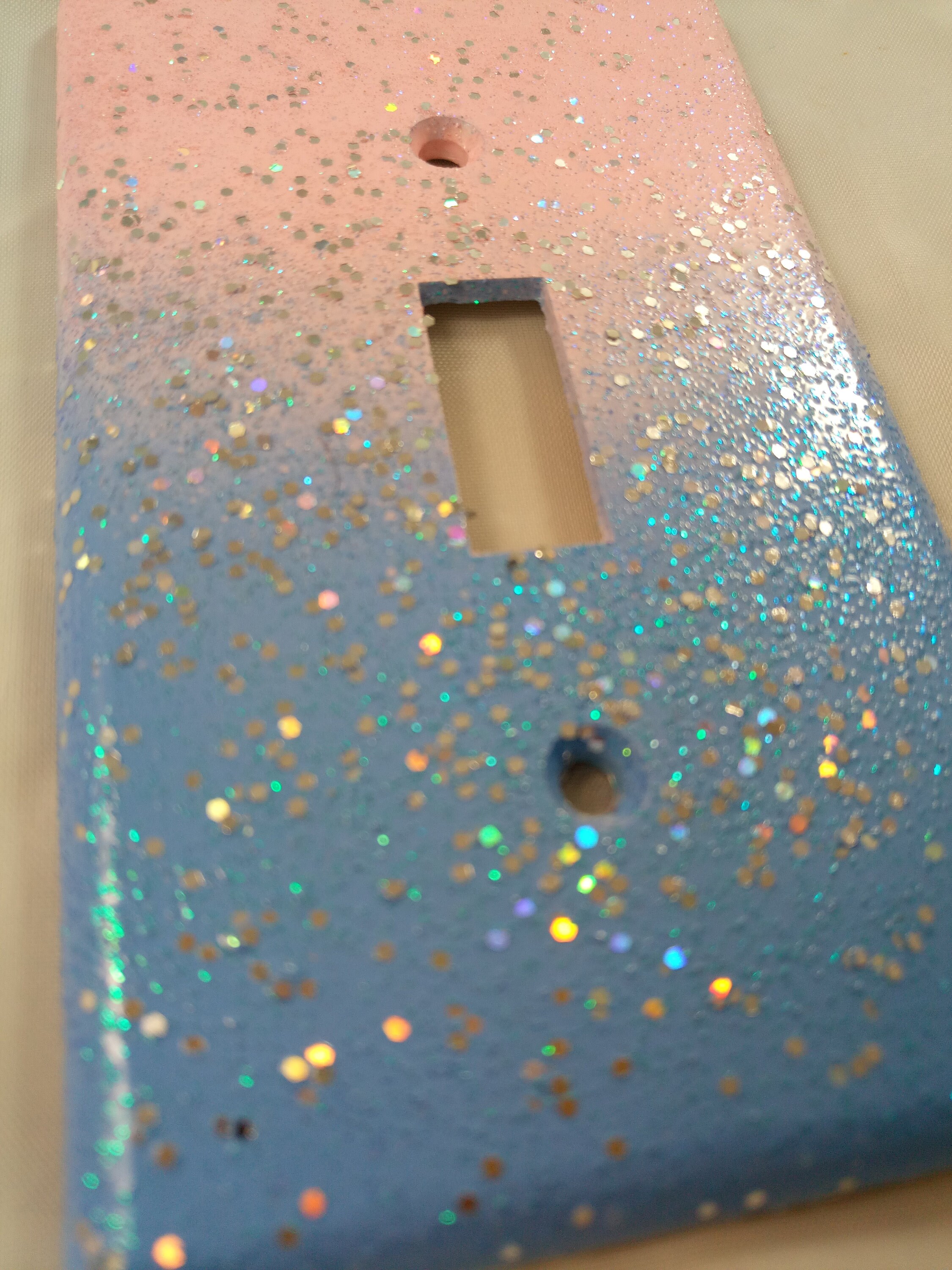 Pastel Pink with Baby Blue & Holographic Silver Glitter / | Etsy