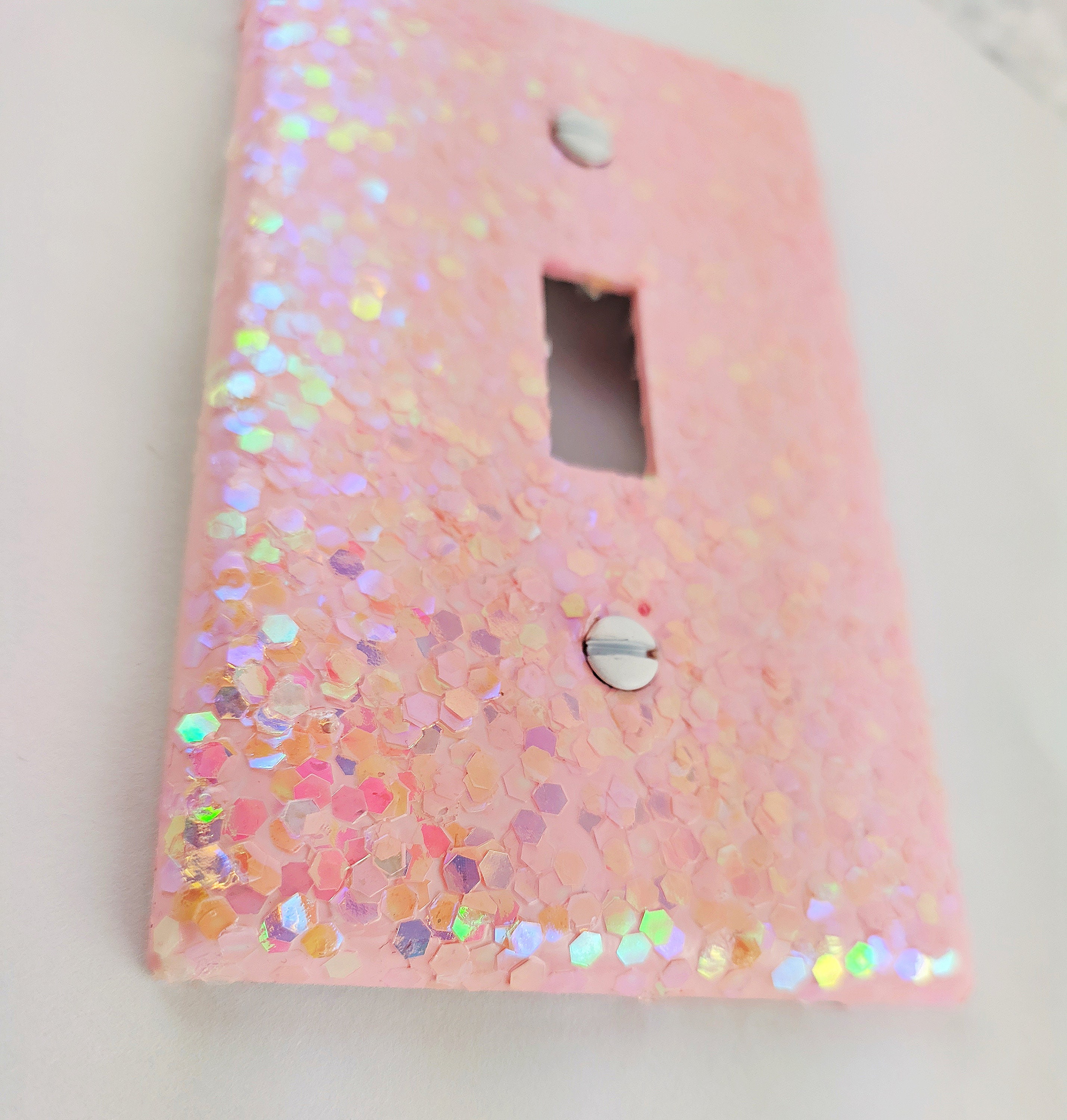 Pink Wall Plates With Jumbo Iridescent Opal Glitter Bling | Etsy