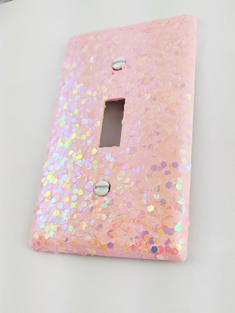 Pink Wall Plates With Jumbo Iridescent Opal Glitter Bling | Etsy
