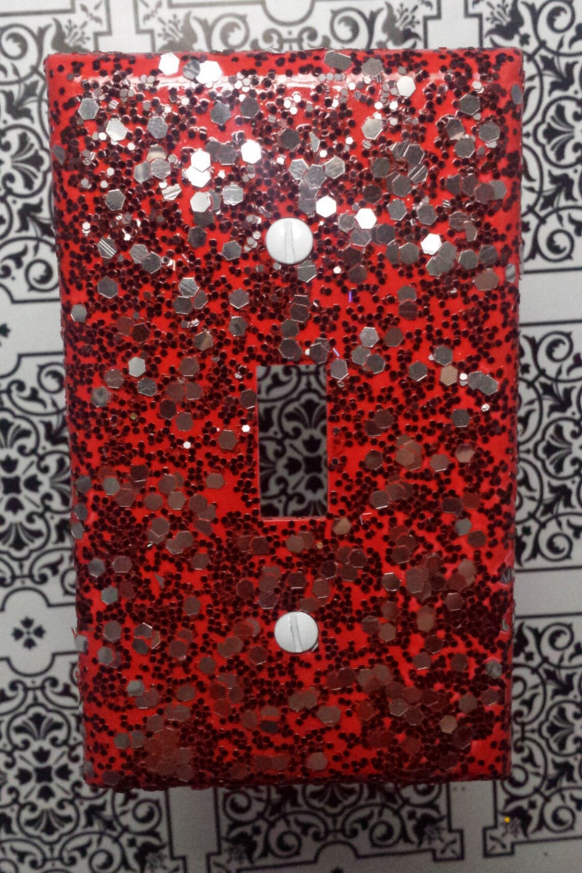 CHERRY RED Sparkle with Black & Silver Glitter Bling Light | Etsy