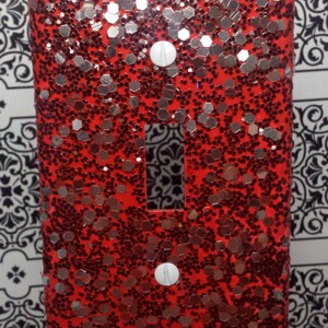 CHERRY RED Sparkle With Black & Silver Glitter \ Bling Light Switch ...