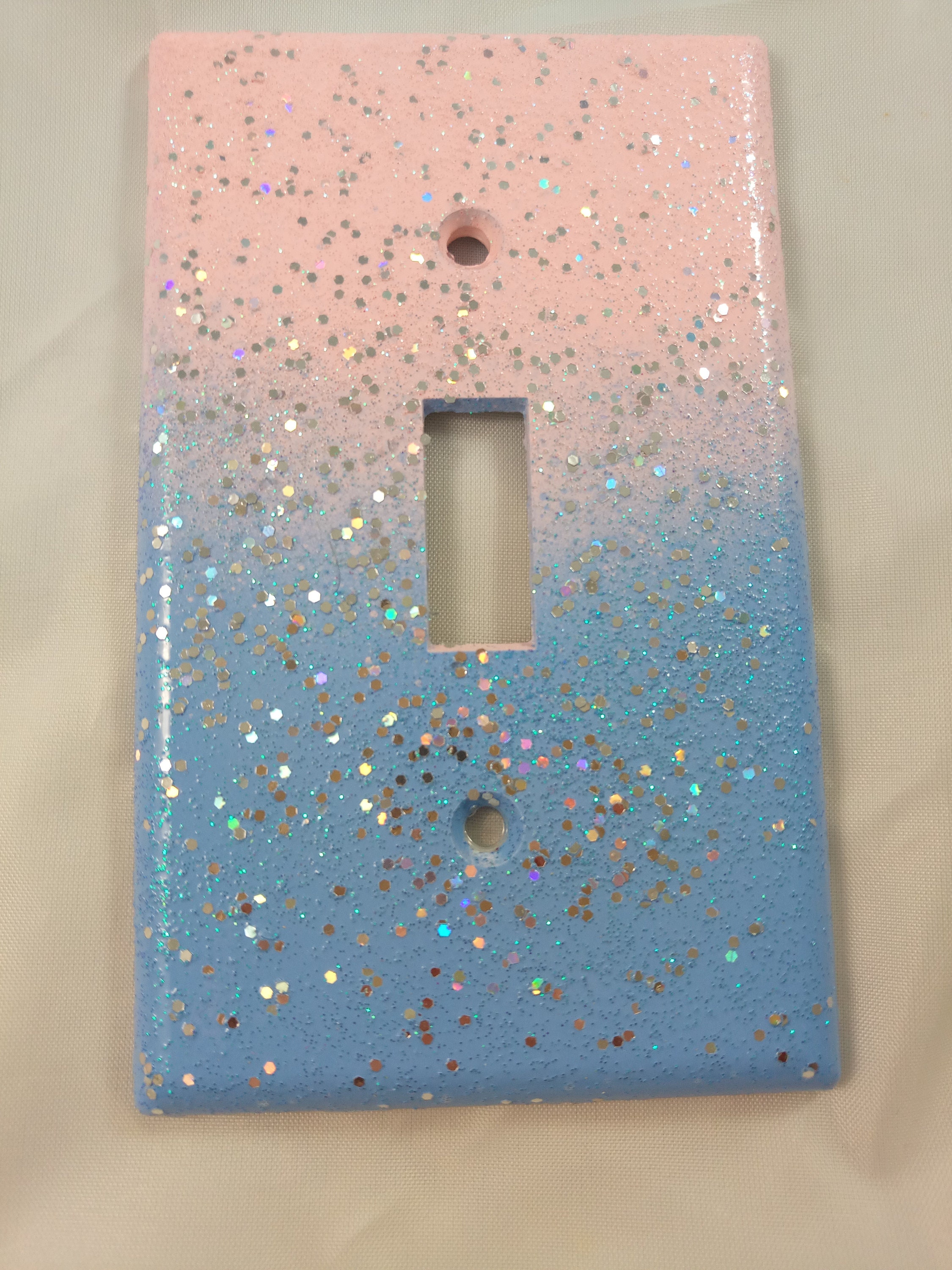 Pastel Pink with Baby Blue & Holographic Silver Glitter / | Etsy