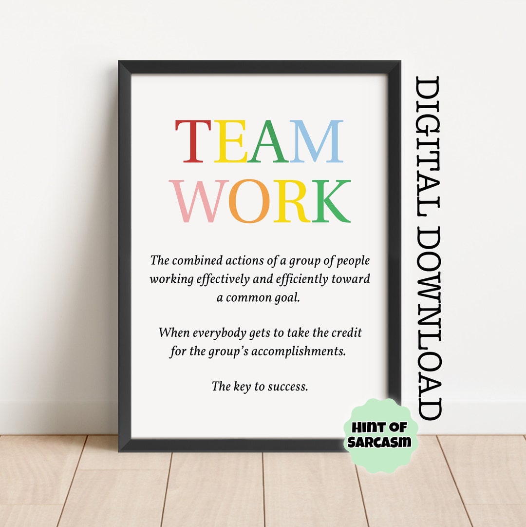 Multicolored Team Work Definition Digital Download Print | Print at ...