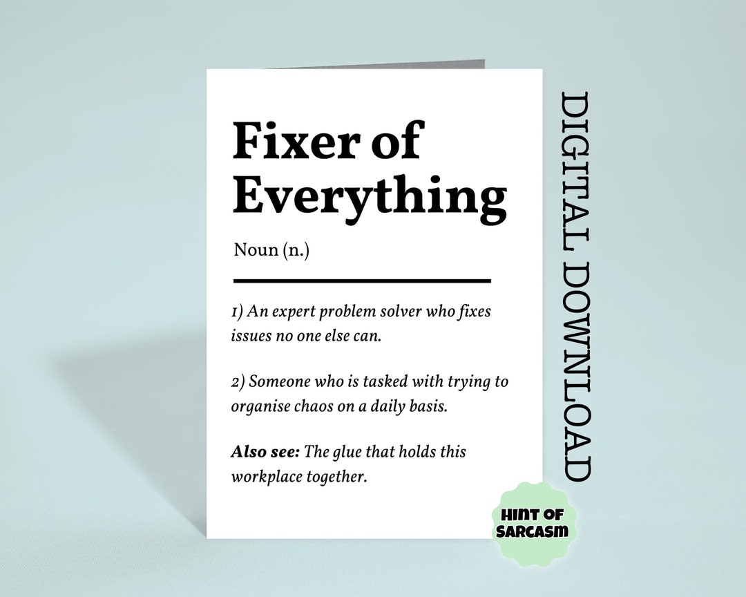Fixer of Everything Print at Home Card Digital Download Print at Home ...